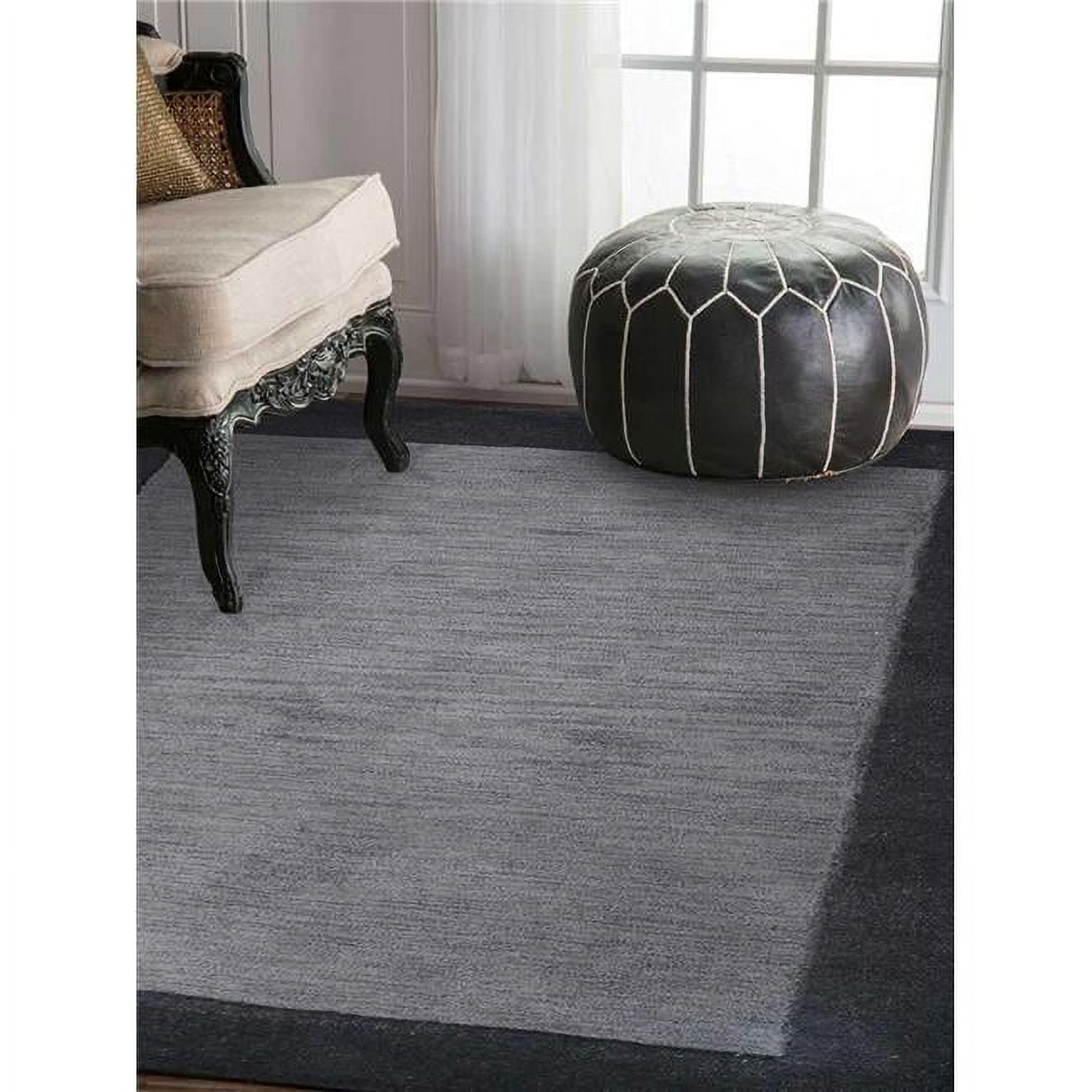 5 x 8 ft. Solid Hand Tufted Wool Rectangle Area Rug, Charcoal & Black ...