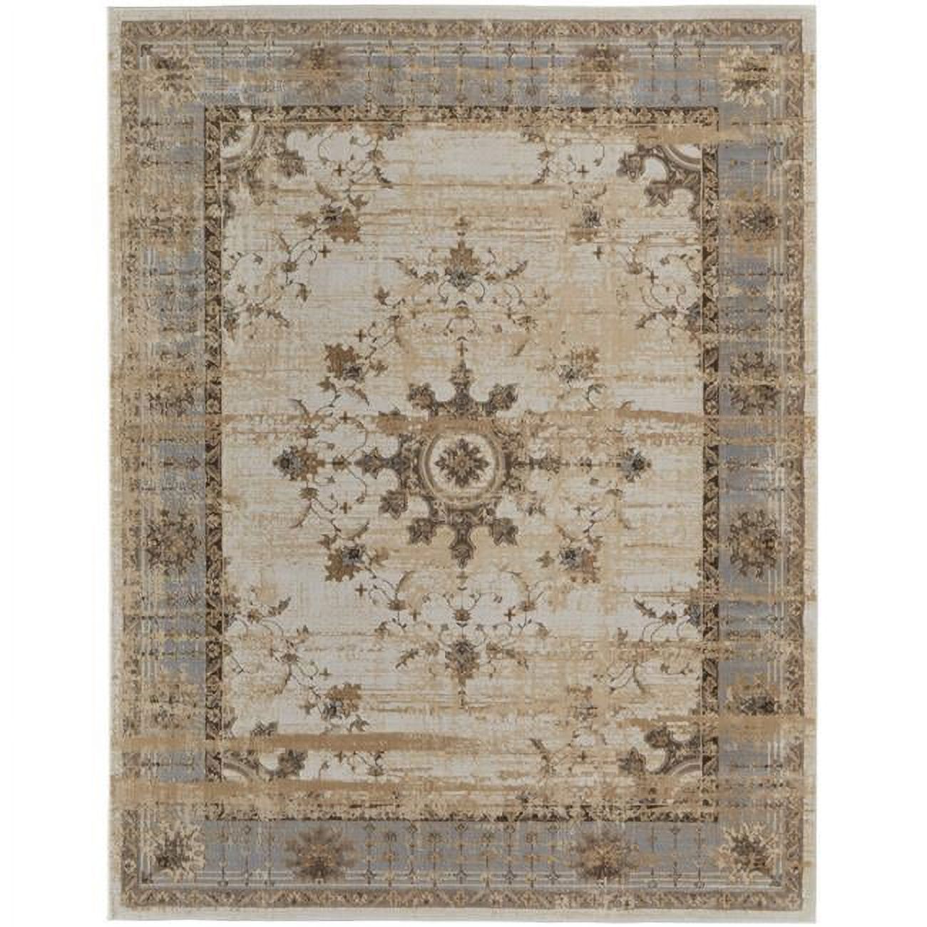 5 x 8 ft. Tan Brown & Gray Power Loom Distressed Rectangle Area Rug ...