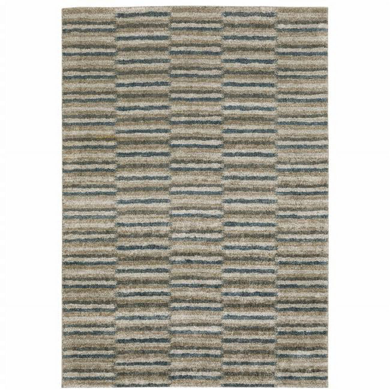 5 x 8 ft. Teal Blue Gray & Tan Geometric Power Loom Stain Resistant ...
