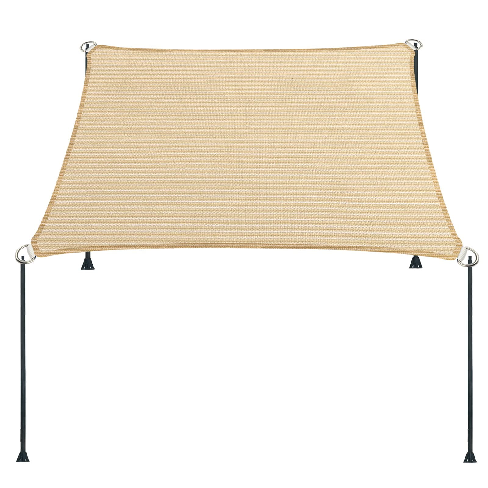 5' x 9' Beige Straight Edge Sun Shade Sail, RecBIEXUle Awning Outdoor ...