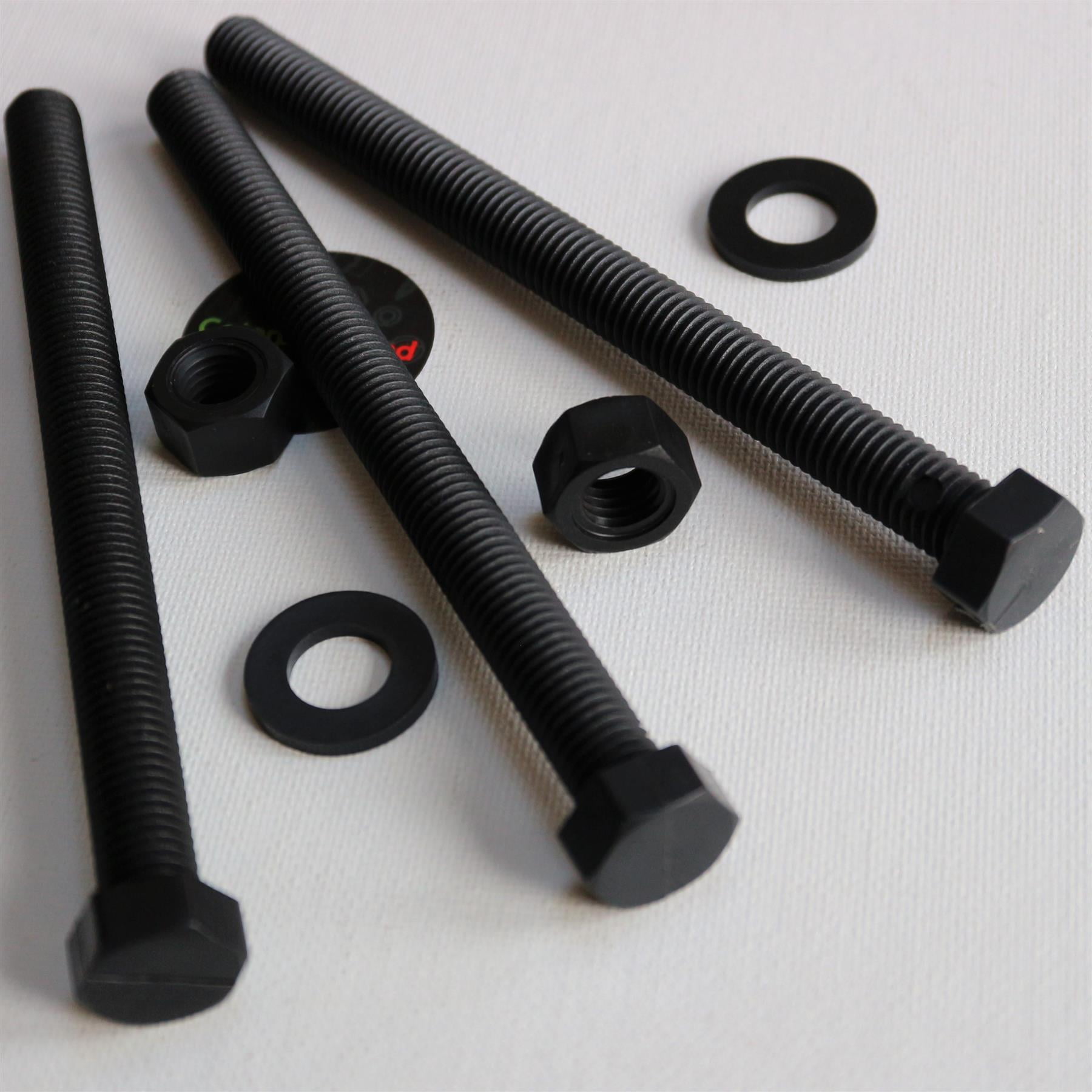 5 x Black Hexagon Head Screws Polypropylene (PP) Plastic Nuts, Washers ...