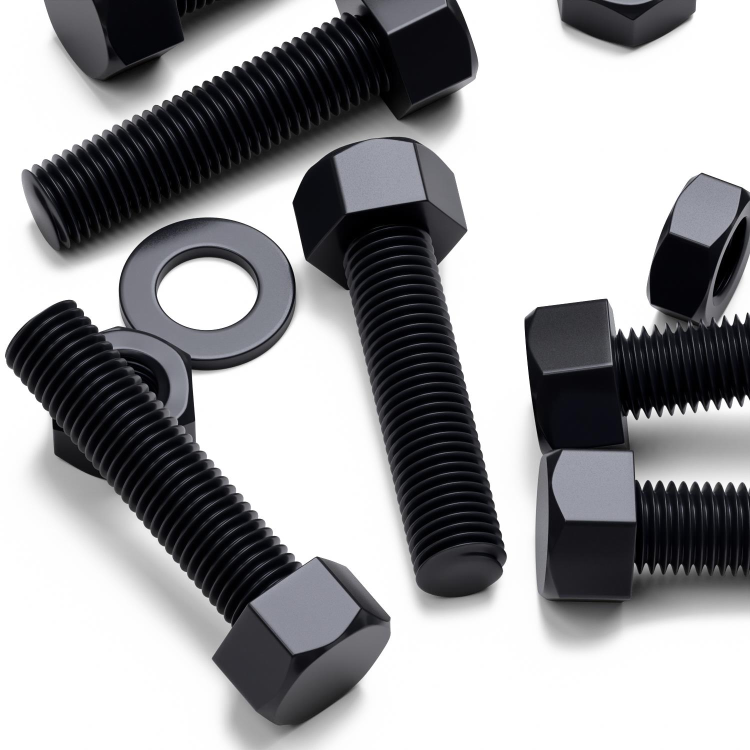 5 x Black Hexagon Head Screws Polypropylene (PP) Plastic Nuts, Washers ...