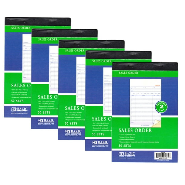 5 x Carbonless Sales Order Receipt Record Book 2 Part 50 Sets Duplicate ...