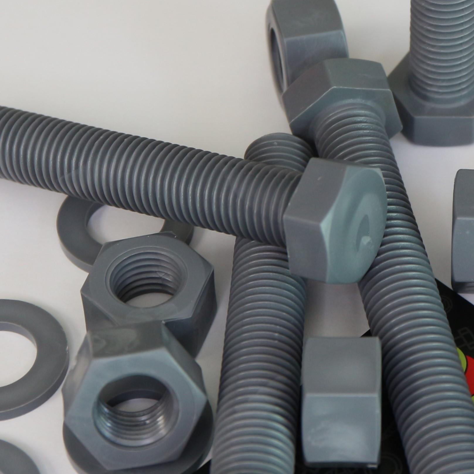 5 x Hexagon Head Screws Grey PVC Plastic nuts and bolts, oxidation ...