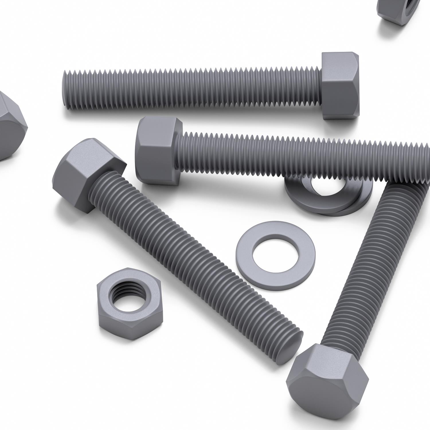 5 x Hexagon Head Screws Grey PVC Plastic nuts and bolts, oxidation ...