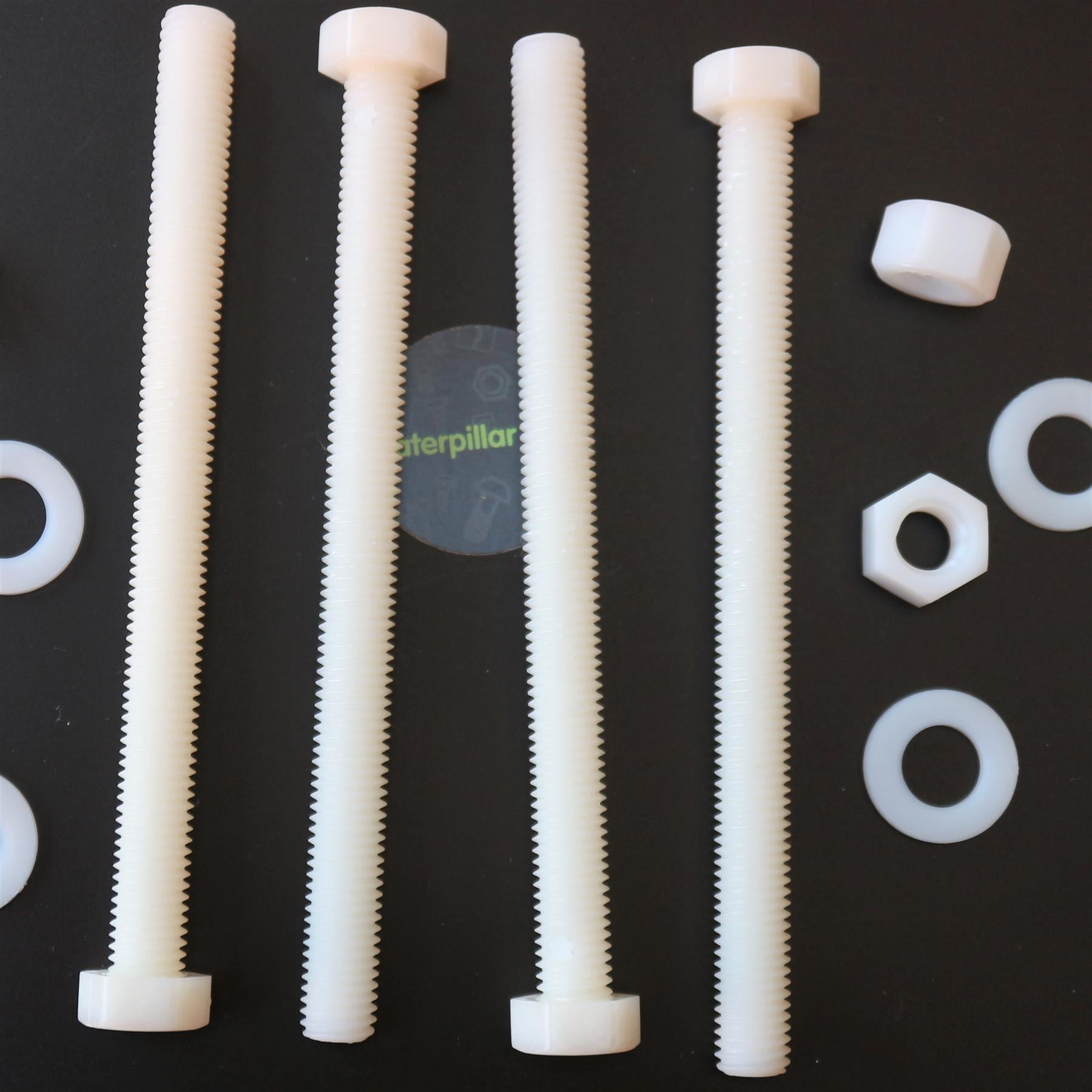 5 x Natural Colour Nylon, Hex Head, M12 x 150mm, Plastic Nuts and Bolts ...