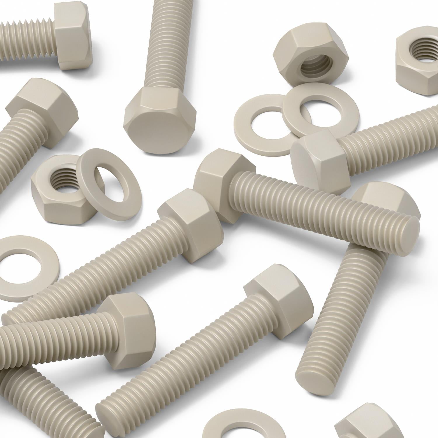 5 x PPS Hex Head, M8 x 40mm (5/16 x 1 37/64 in), Plastic Nuts and Bolts ...