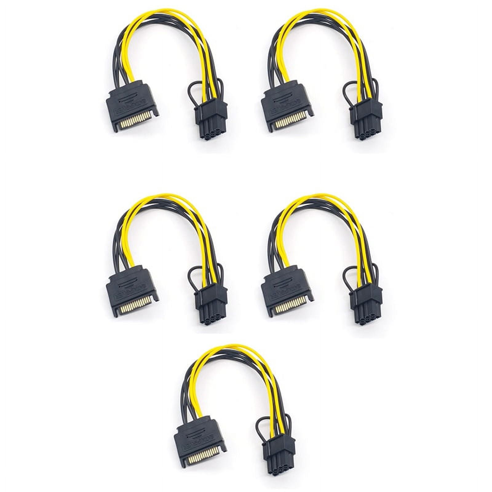 5 x SATA 15 Pins to 8-pin PCI-E Power Cable-black & yellow - Walmart.com