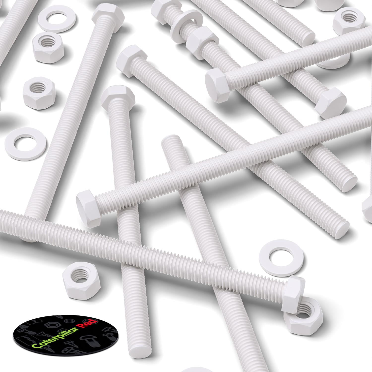 5 x White Hexagon Head Screws Polypropylene (PP) Plastic Nuts and Bolts ...