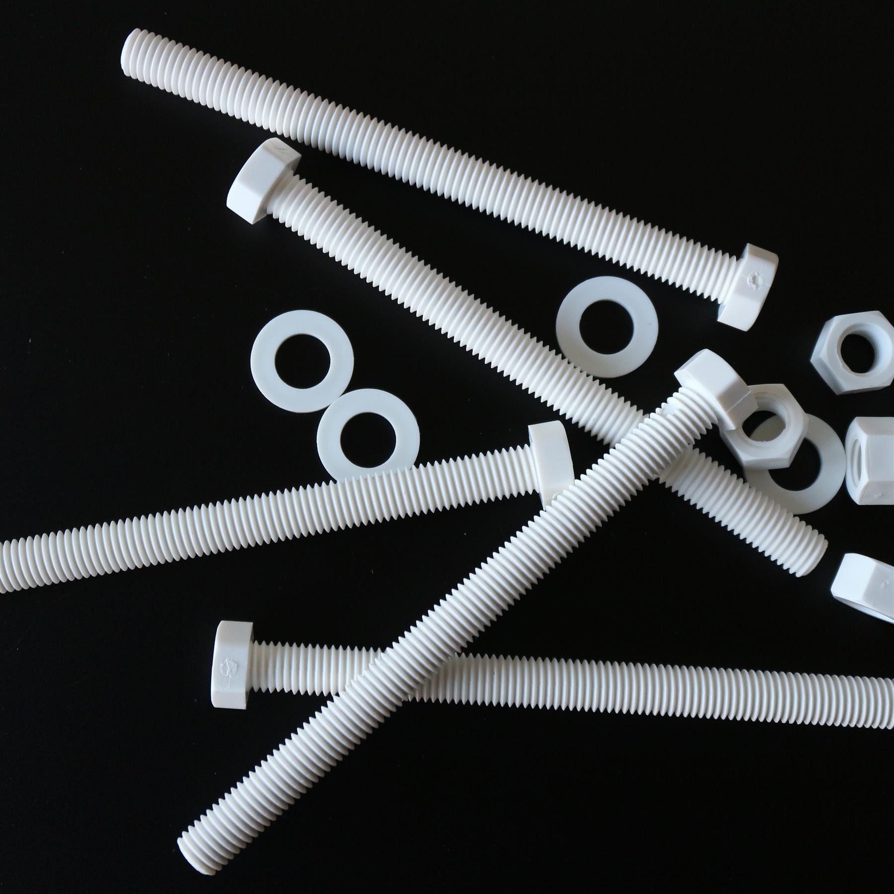 5 x White Hexagon Head Screws Polypropylene (PP) Plastic Nuts and Bolts ...