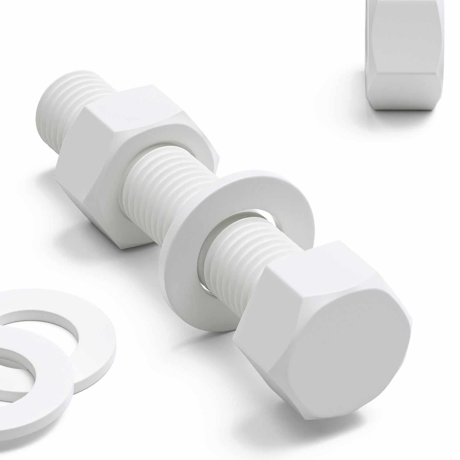 5 x White Hexagon Head Screws Polypropylene (PP) Plastic Nuts and Bolts ...