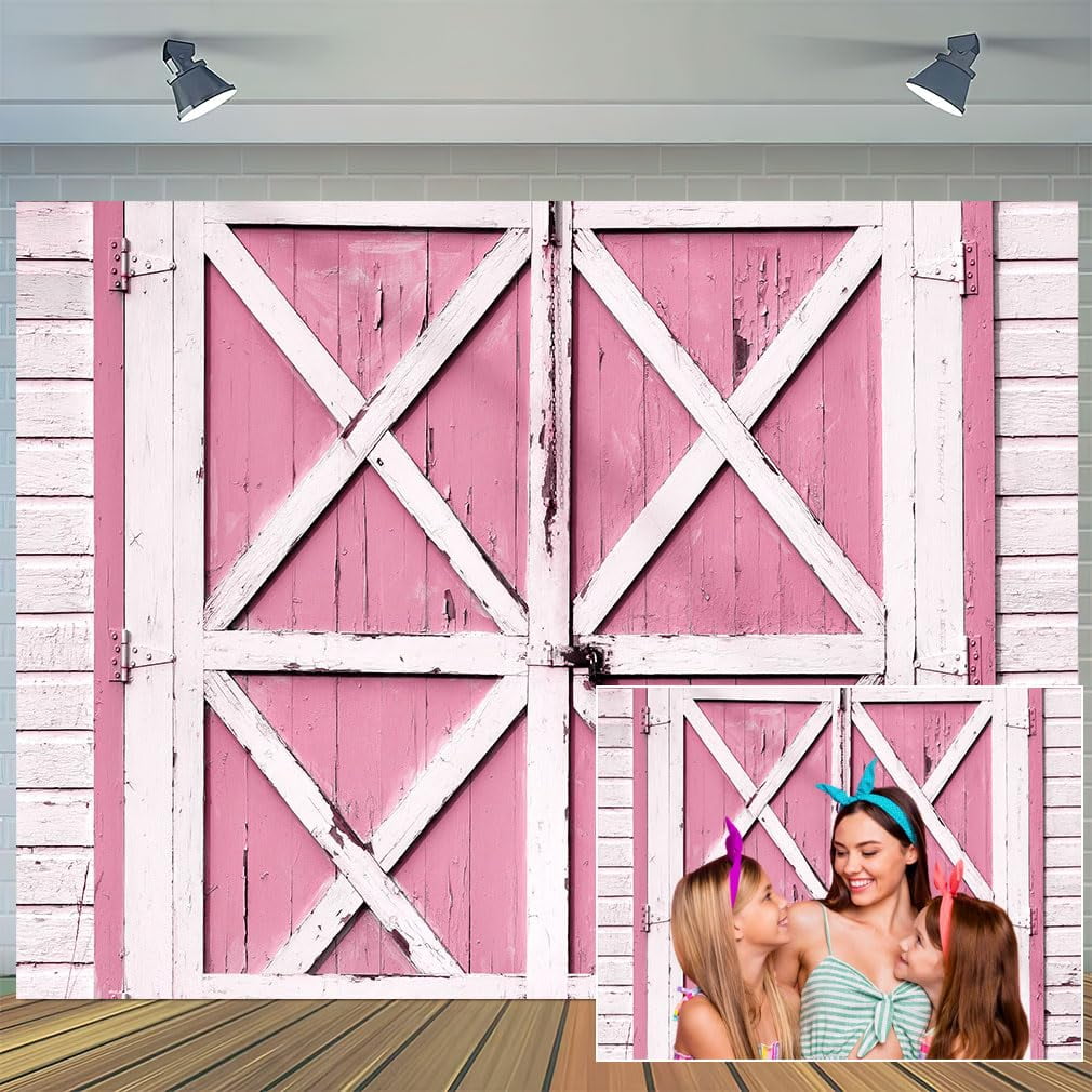 5 x 5 ft Large Vintage Rustic Pink Barn Backdrop, Retro Western Rustic ...