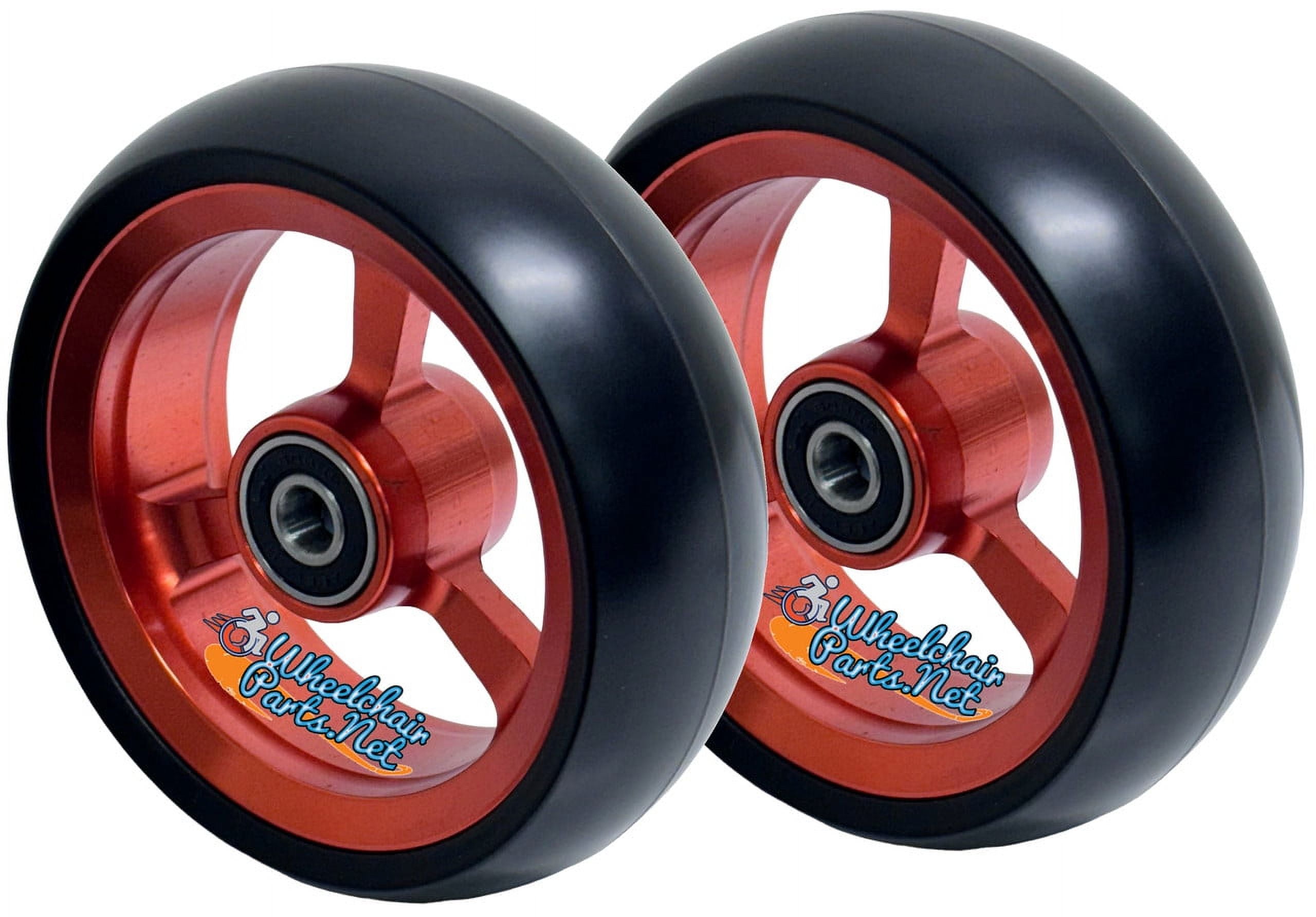 5"x1.40" Wheelchair Caster Wheel With Oange Aluminum Rim, Soft Roll ...