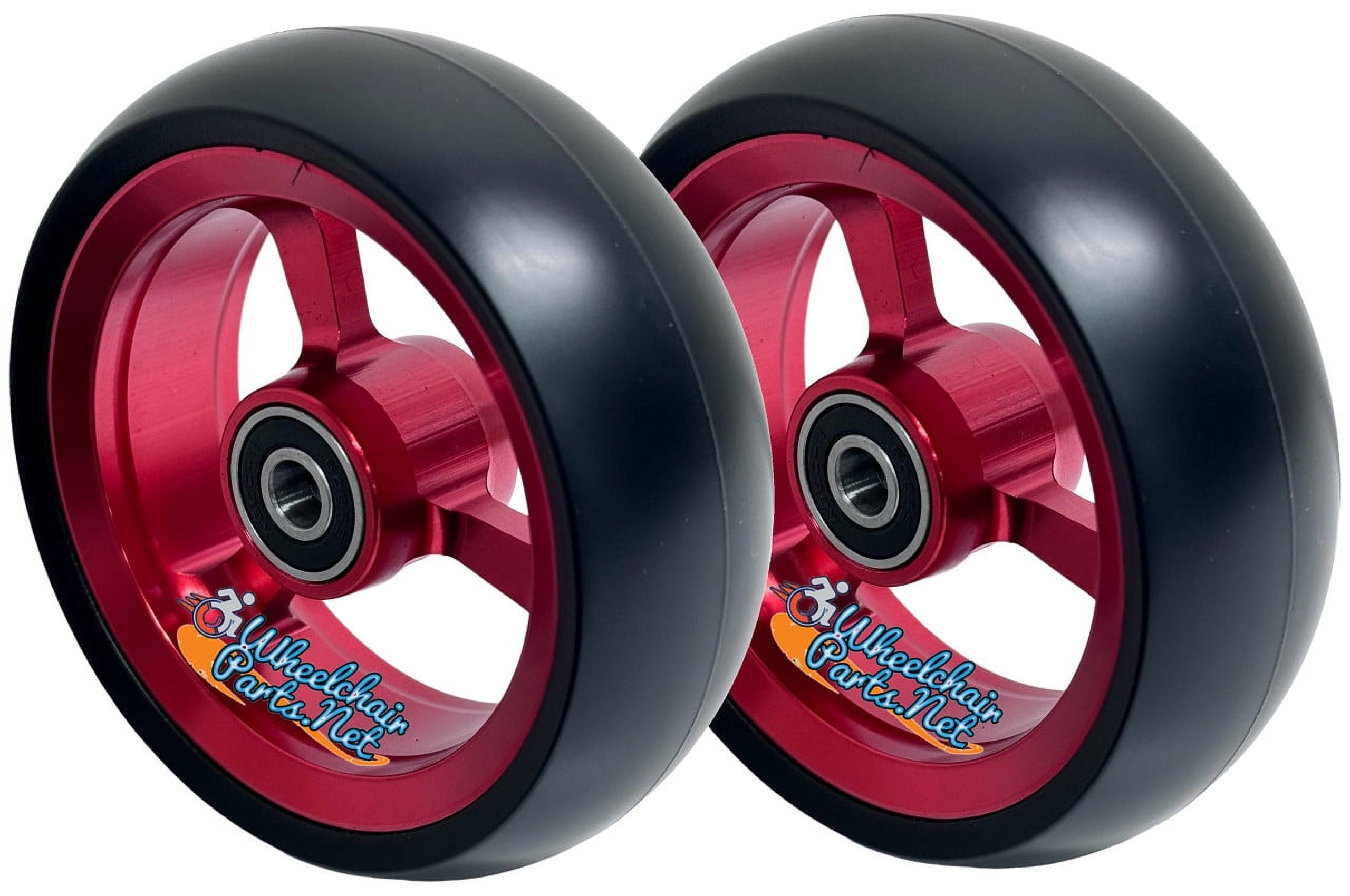 5"x1.40" Wheelchair Caster Wheel With Red Aluminum Rim, Soft Roll Tire ...