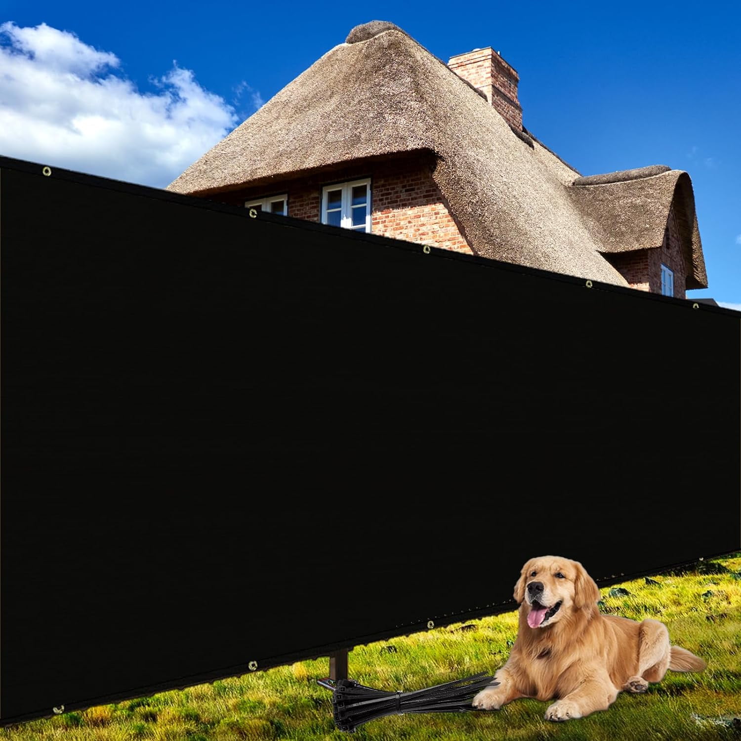 **5'x55' black privacy screen fence cover 170 gsm fencing mesh fence panel for wall garden yard ...