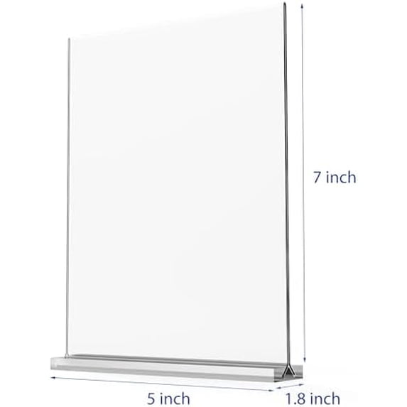 5“x7” Acrylic Sign Holder 6 Pack Vertical T Shape Double-Sided Desktop ...