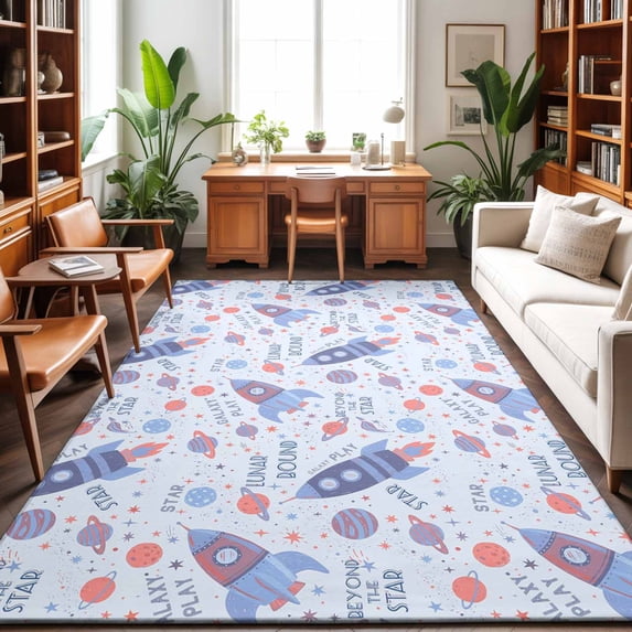 5'x7' Area Rugs, Blue Rocket Indoor Outdoor Area Rug for Living Room ...