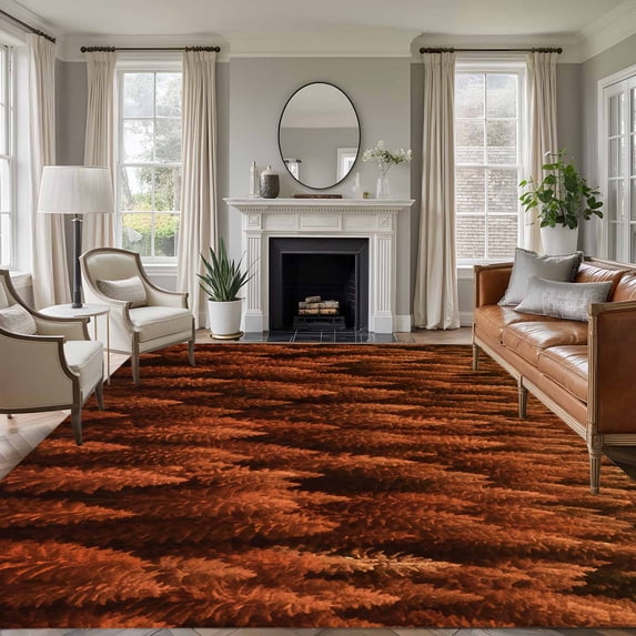 5'x7' Area Rugs, Burnt Orange Forest Indoor Outdoor Area Rug for Living ...