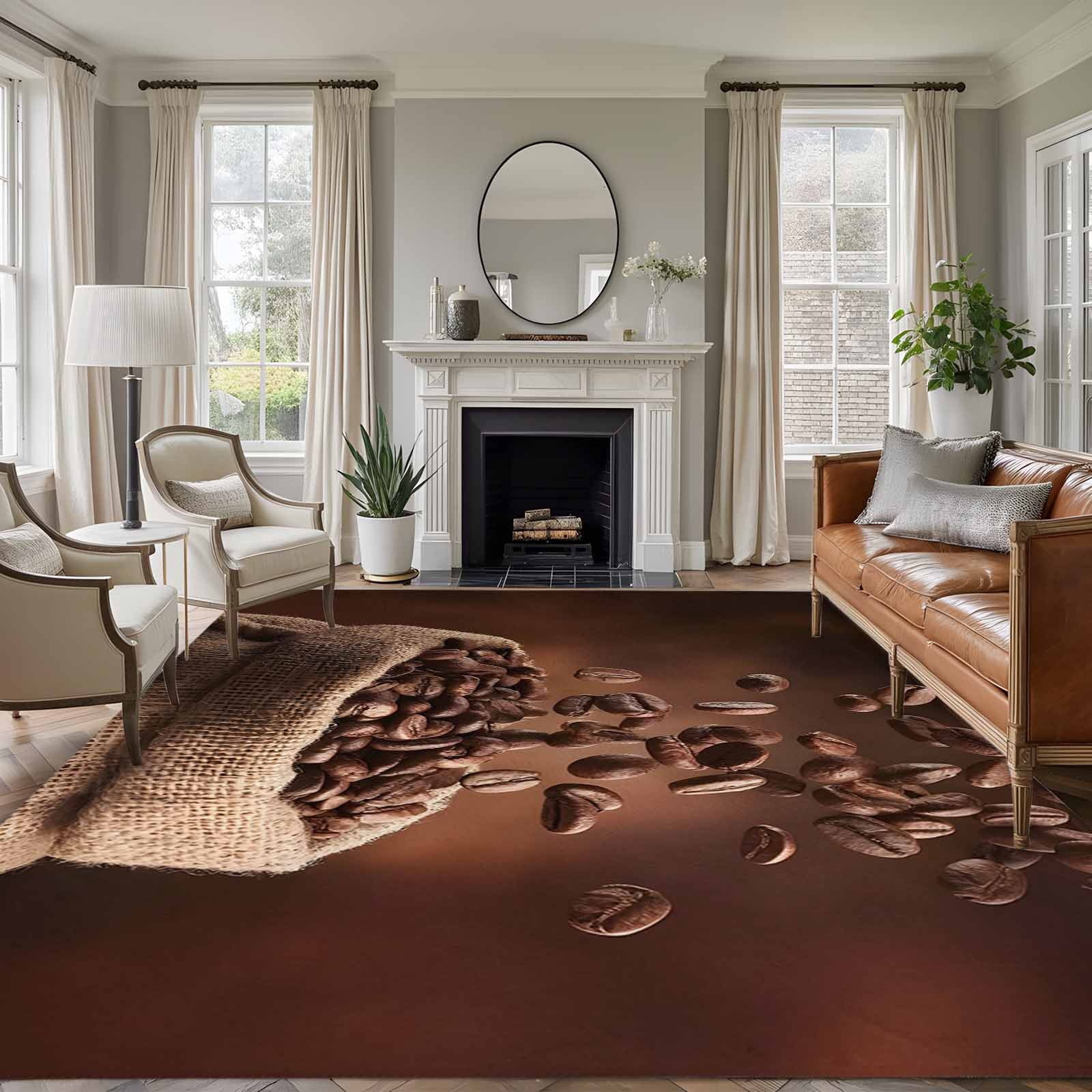5'x7' Area Rugs, Coffee Beans Indoor Outdoor Area Rug for Living Room ...