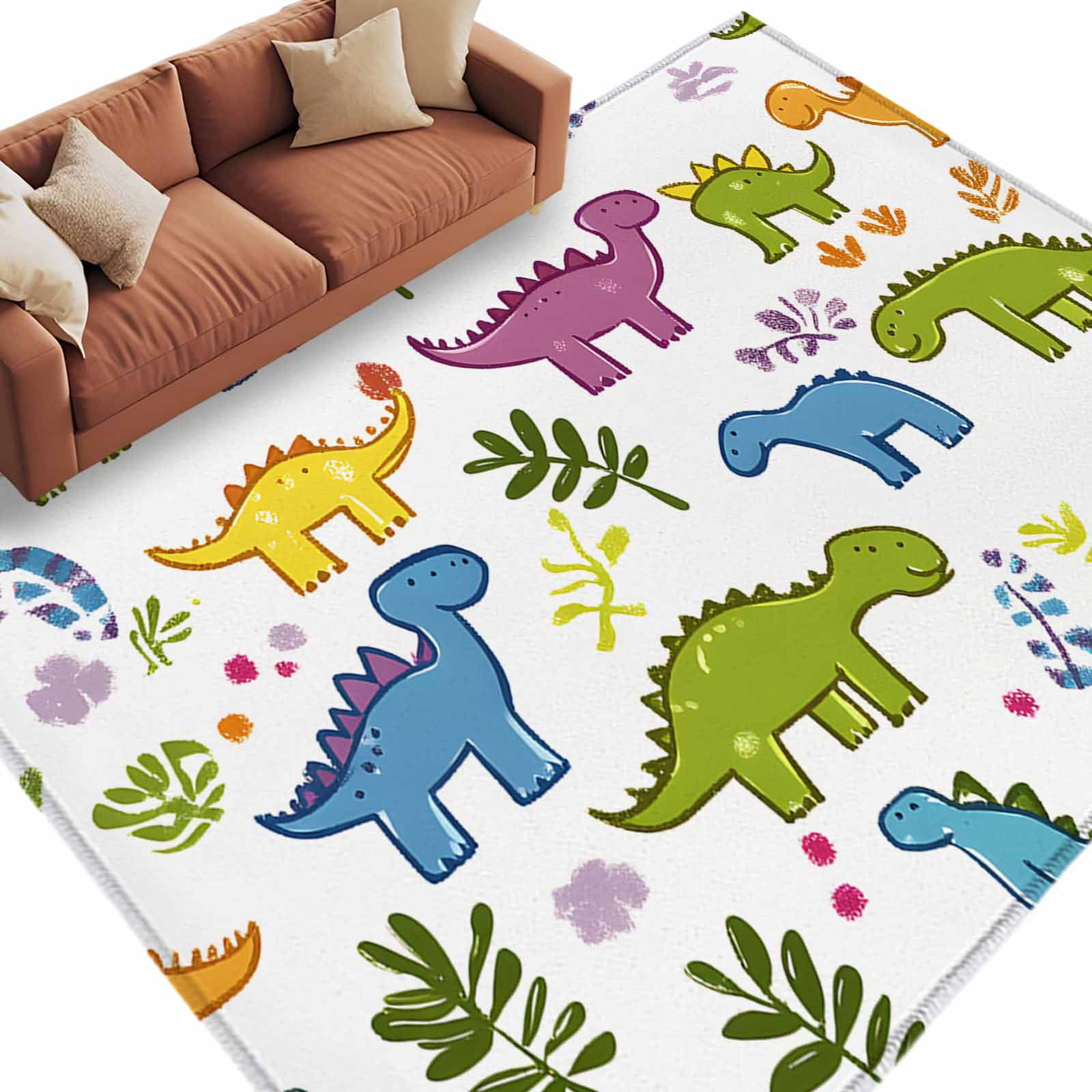 5'x7' Area Rugs Cute Cartoon Dinosaur Washable Area Rugs Non-Slip ...