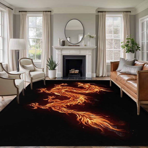5'x7' Area Rugs, Dragon Flames Indoor Outdoor Area Rug for Living Room ...