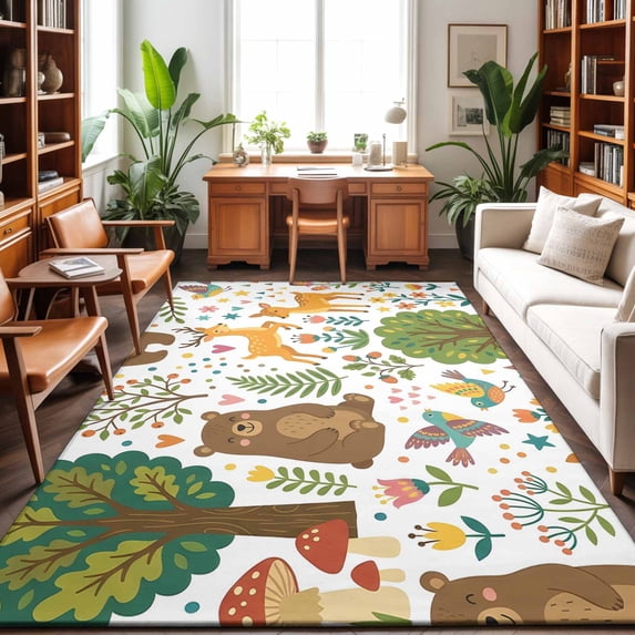 5'x7' Area Rugs, Forest Animals Indoor Outdoor Area Rug for Living Room ...