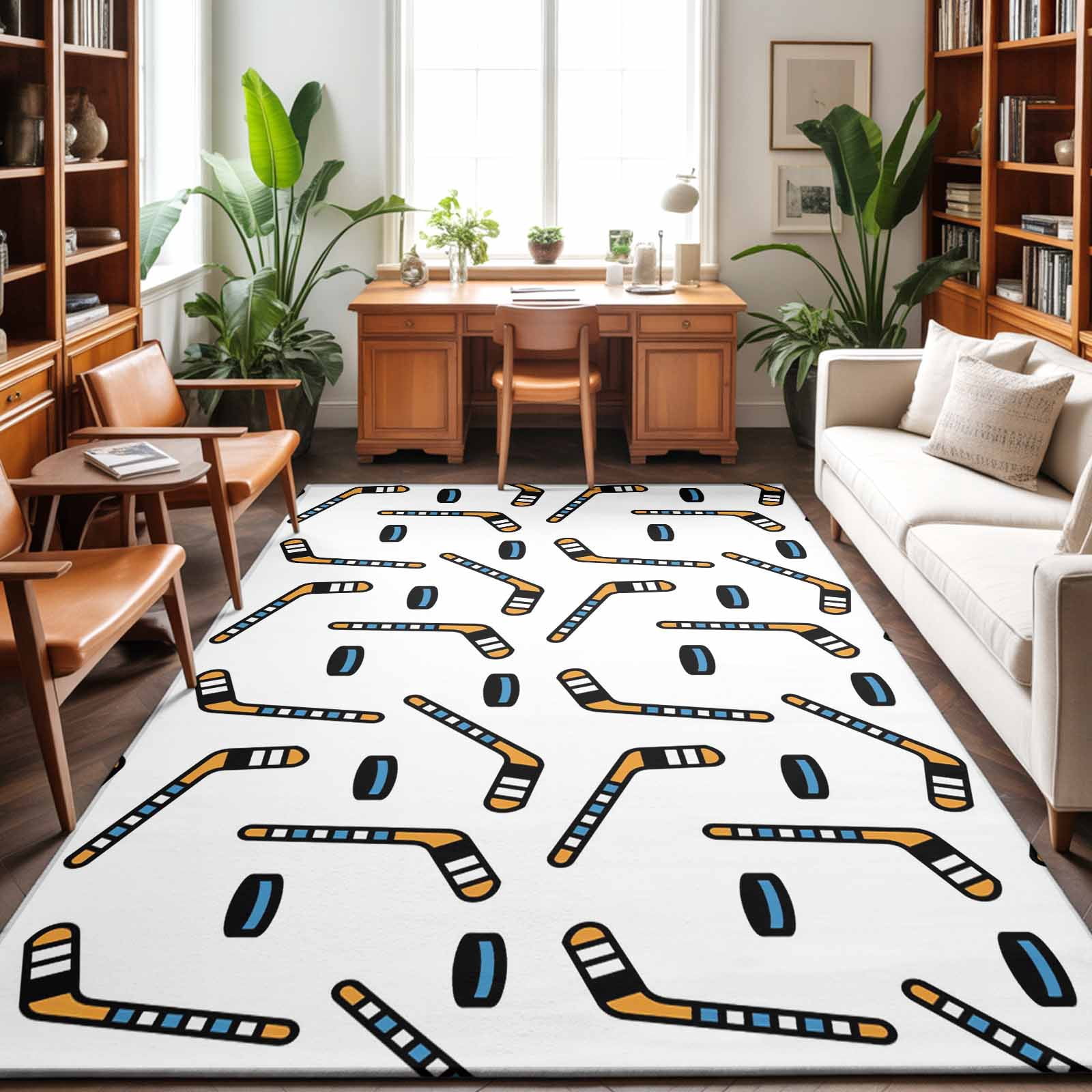 5'x7' Area Rugs, Ice Hockey Sport Indoor Outdoor Area Rug for Living ...
