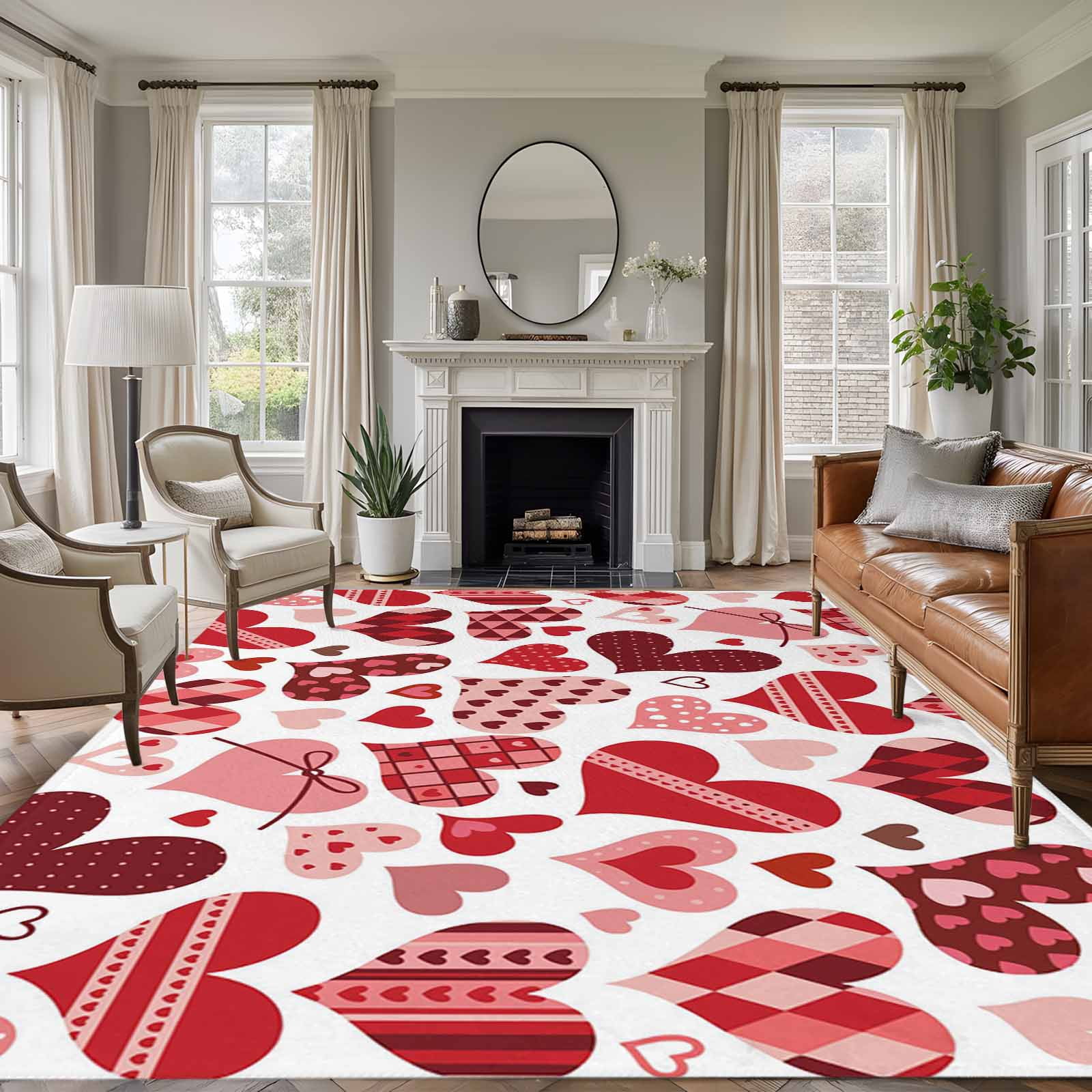 5'x7' Area Rugs for Living Room Bedroom, Valentine's Day Washable Rug ...