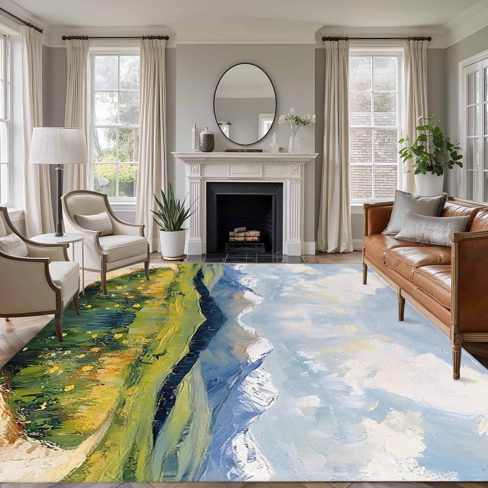 5'x7' Area Rugs, Oil Painting Indoor Outdoor Area Rug for Living Room ...