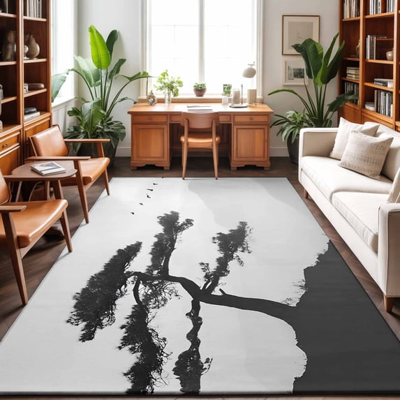5'x7' Area Rugs, Pine Trees Indoor Outdoor Area Rug for Living Room ...