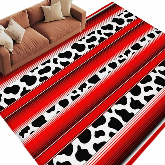 5'x7' Area Rugs Red Plaid Leopard Print Washable Area Rugs Non-Slip ...
