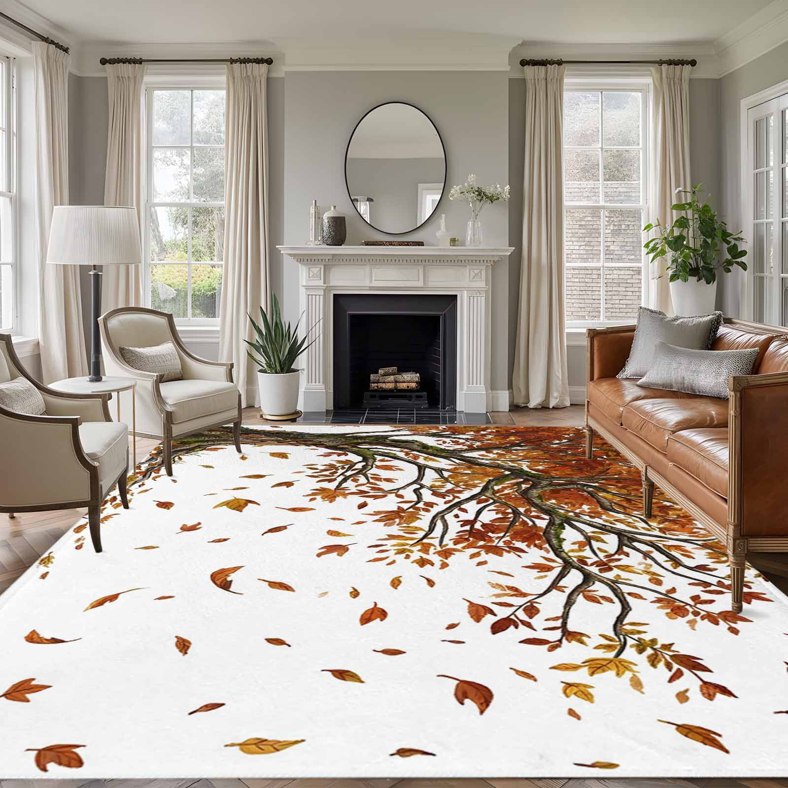 5'x7' Area Rugs, Tree Fall Indoor Outdoor Area Rug for Living Room ...