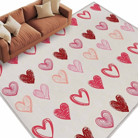 5'x7' Area Rugs Valentine's Day Washable Area Rugs Non-Slip Indoor ...