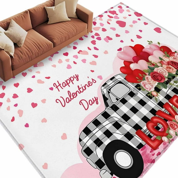 5'x7' Area Rugs Valentine's Day Washable Area Rugs Non-Slip Indoor ...