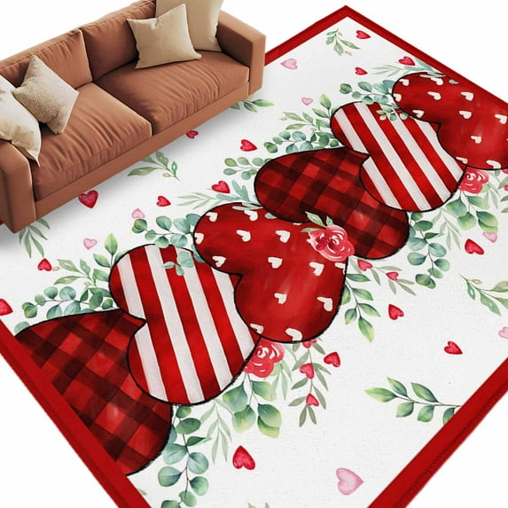 5'x7' Area Rugs Valentine's Day Washable Area Rugs Non-Slip Indoor ...