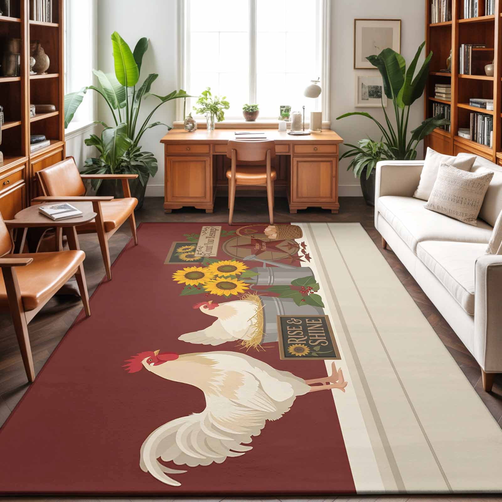 5'x7' Area Rugs, Western Rooster Indoor Outdoor Area Rug for Living ...