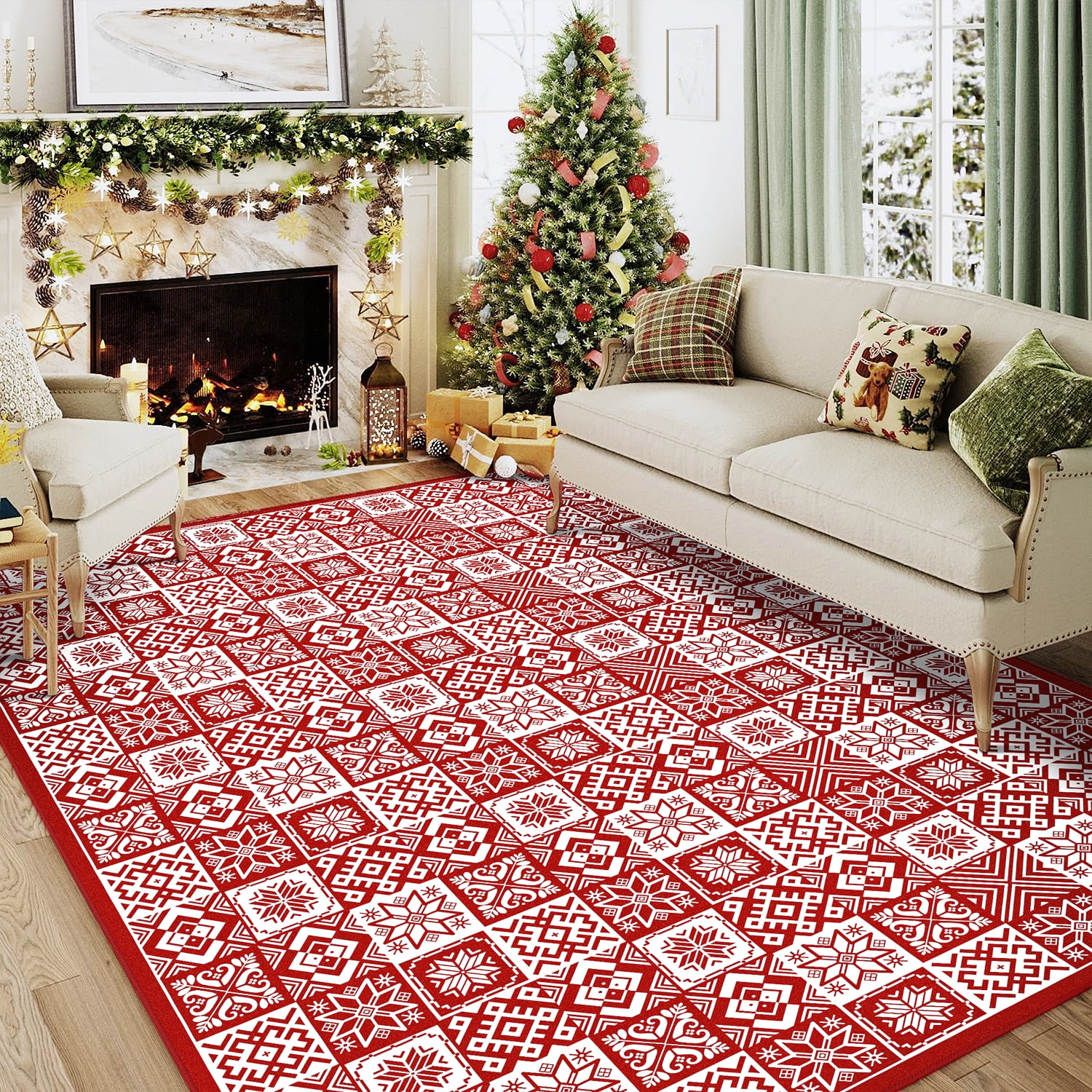 BERTHMEER 5'x7' Christmas Area Rugs for Living Room Kitchen Bathroom ...