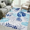 WondRg 5'x7' Indoor/Outdoor Blue Leaf Area Rug, Machine Washable Throw ...