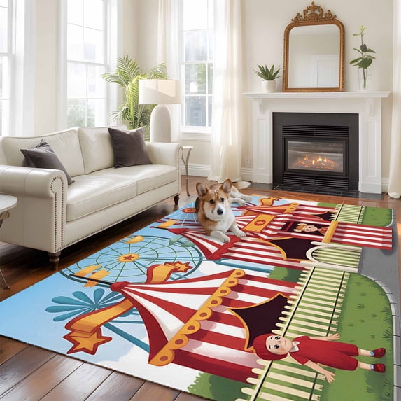 5'x8' Area Rugs, Amusement Park Indoor Outdoor Area Rug for Living Room ...