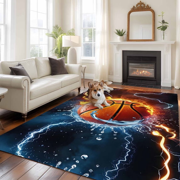 5'x8' Area Rugs, Basketball Indoor Outdoor Area Rug for Living Room ...