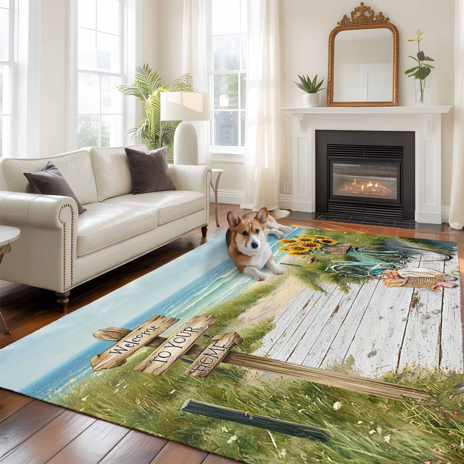 5'x8' Area Rugs, Beach Ocean Indoor Outdoor Area Rug for Living Room ...