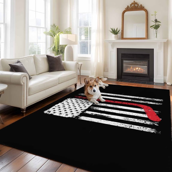 5'x8' Area Rugs, Black American Flag Indoor Outdoor Area Rug for Living ...