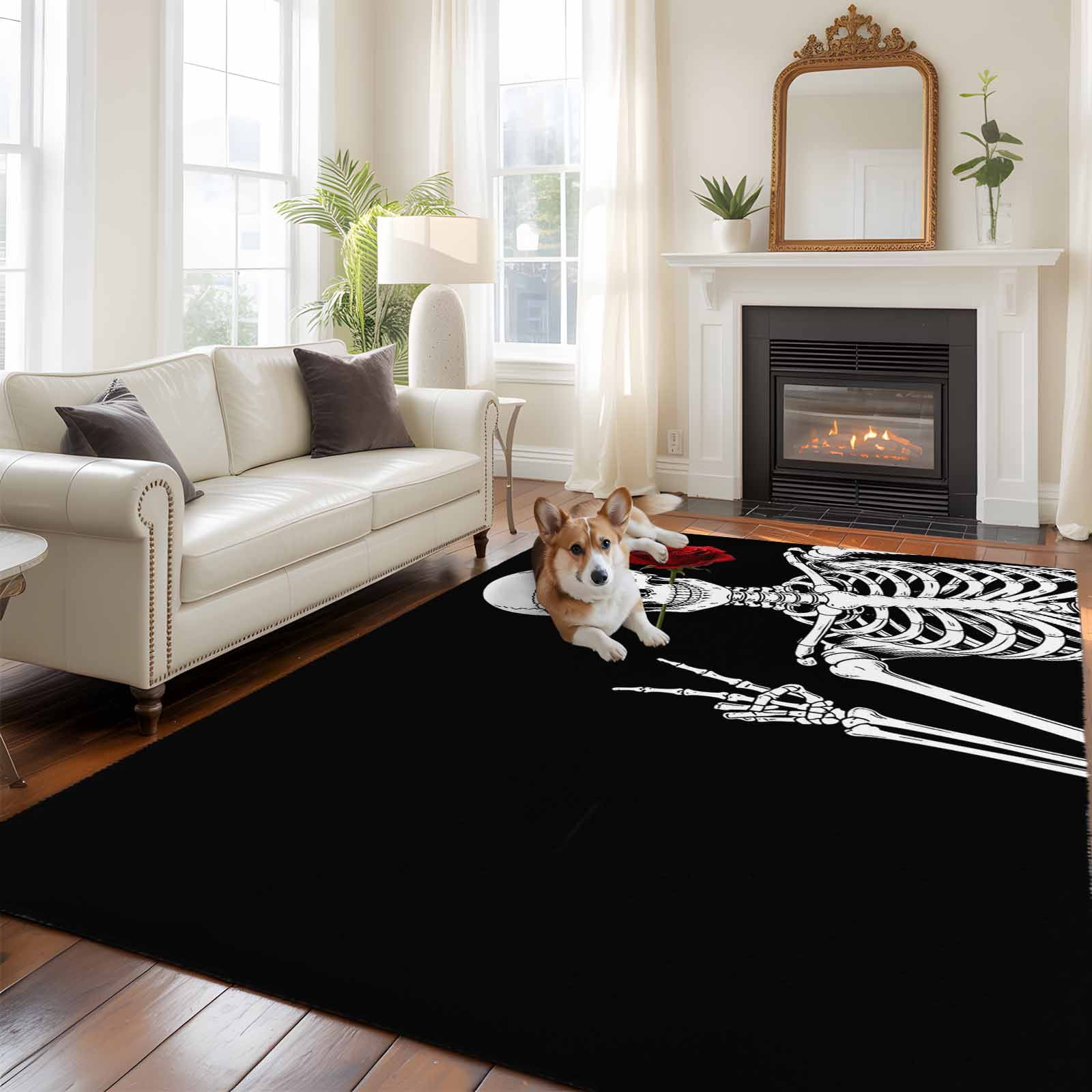 5'x8' Area Rugs, Black Halloween Indoor Outdoor Area Rug for Living ...