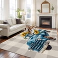 5'x8' Area Rugs, Blue Truck Yellow Sunflower Indoor Outdoor Area Rug ...