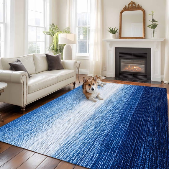 5'x8' Area Rugs, Blue White Ombre Indoor Outdoor Area Rug for Living ...