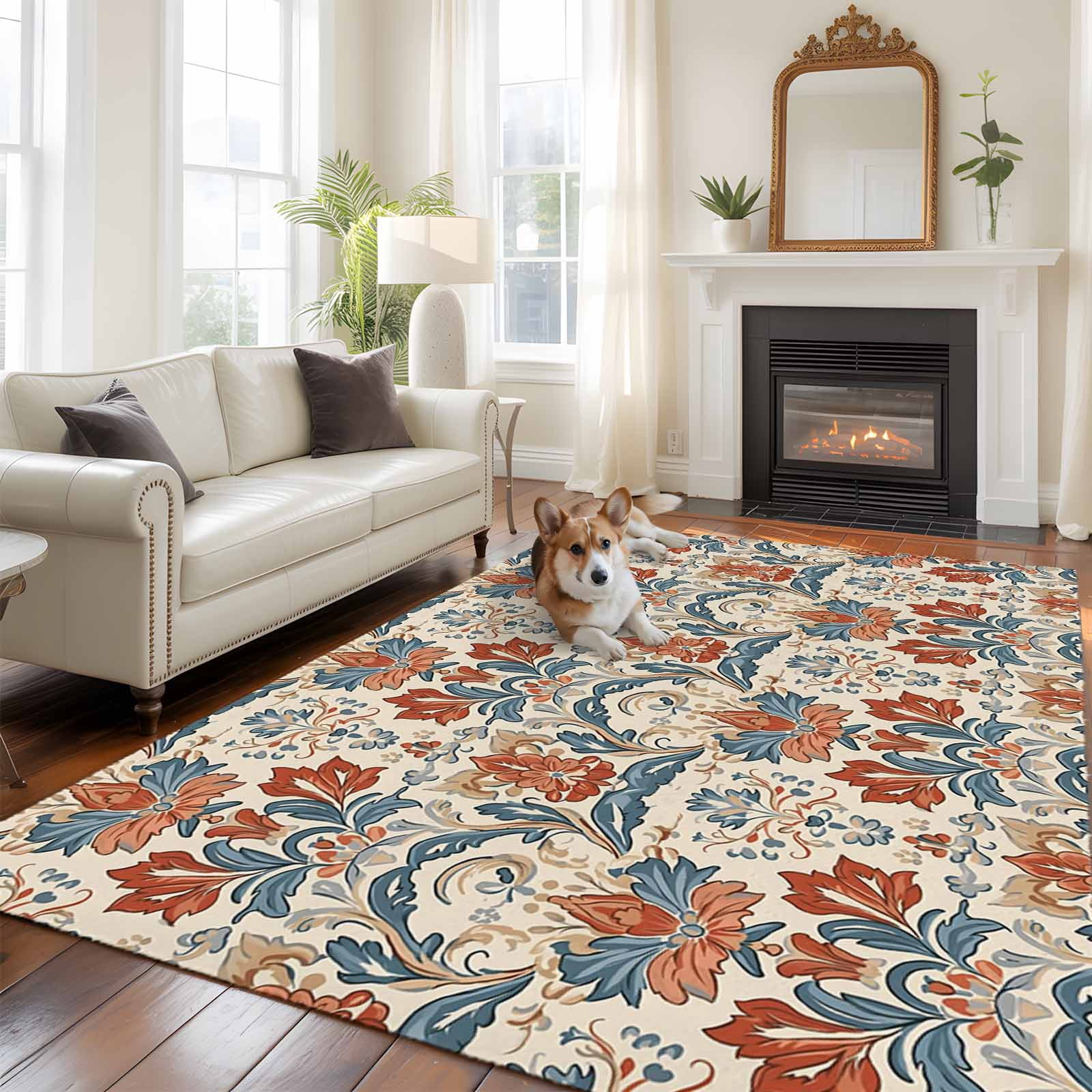 5'x8' Area Rugs, Boho Floral Indoor Outdoor Area Rug for Living Room ...