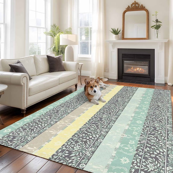 5'x8' Area Rugs, Boho Green Indoor Outdoor Area Rug for Living Room ...