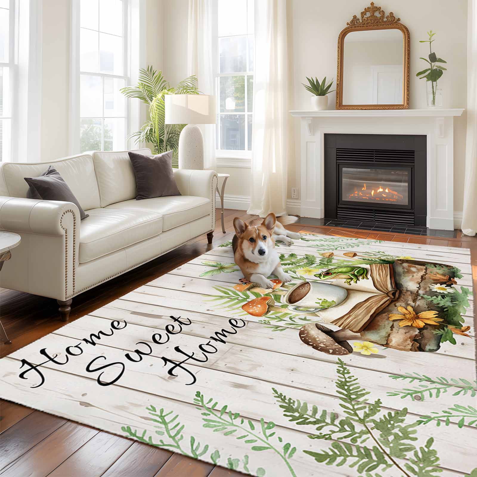5'x8' Area Rugs, Botanical Frog Indoor Outdoor Area Rug for Living Room ...