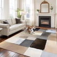 5'x8' Area Rugs, Brown Beige Plaid Indoor Outdoor Area Rug for Living ...