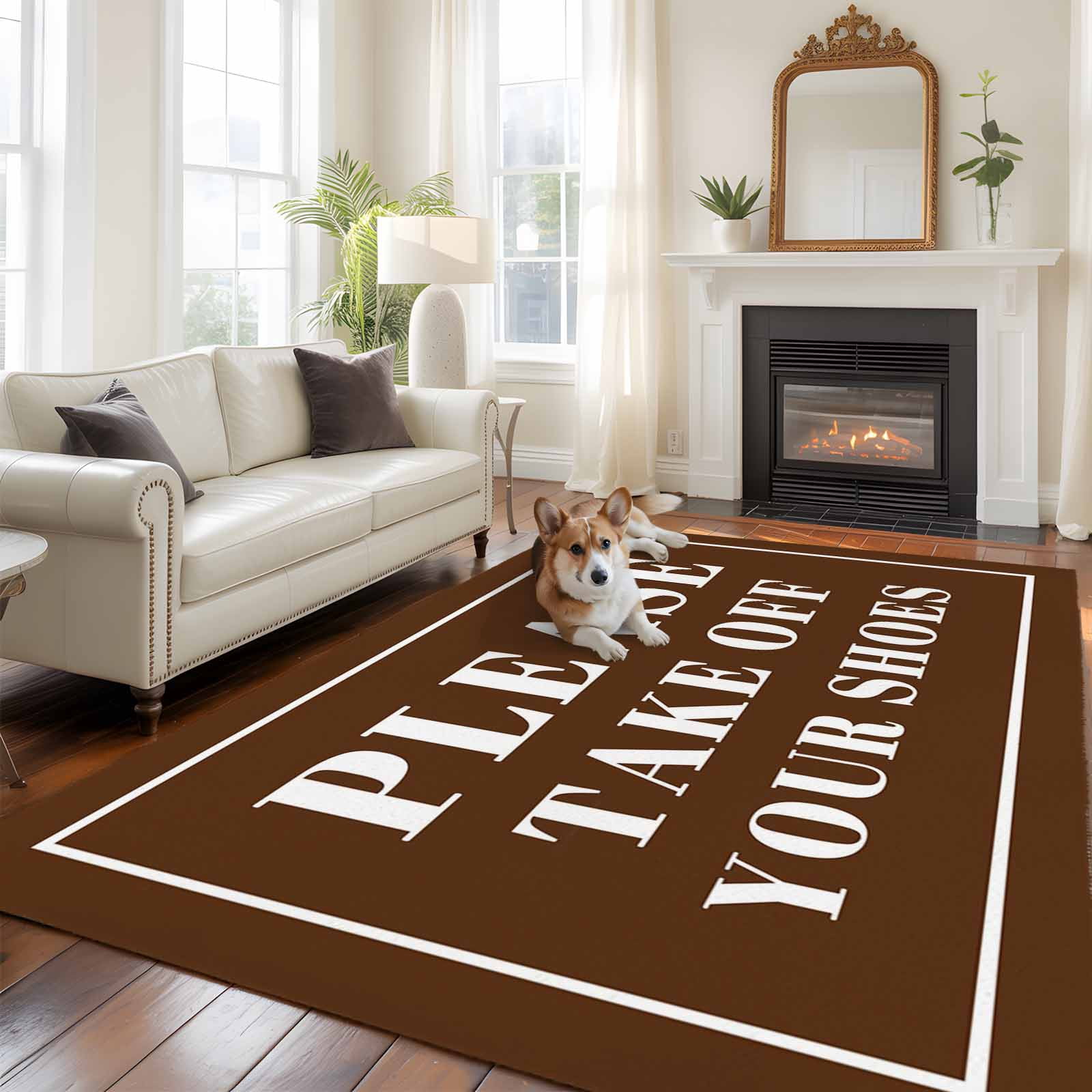 5'x8' Area Rugs, Brown Letter Indoor Outdoor Area Rug for Living Room ...